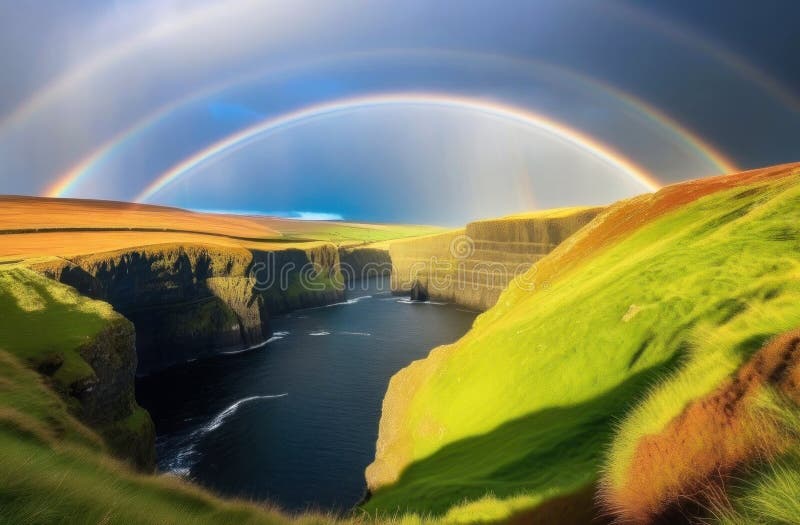 Sweeping Views of a Dramatic Cliffside Under a Brilliant Double Rainbow ...
