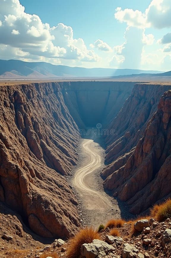 Sweeping Vista of a Massive Mine, Textured Terrain, Panoramic ...