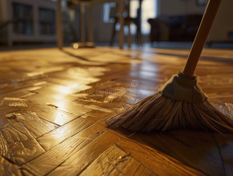 Sweeping wooden floor stock image. Image of wooden, maintenance - 366438169