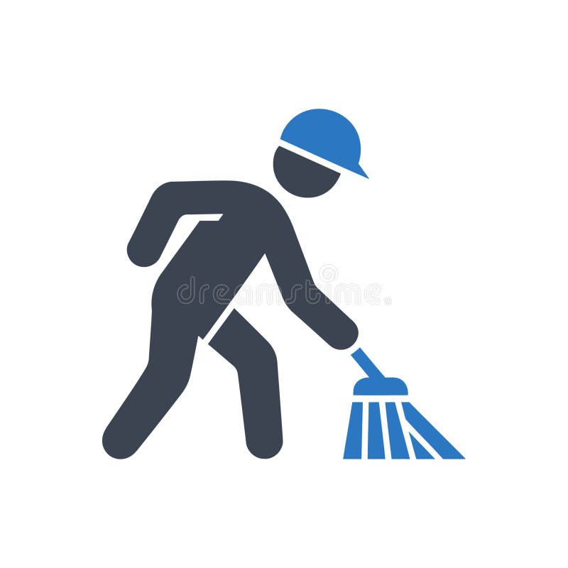 Sweeping Worker Icon stock vector. Illustration of construction - 373151738
