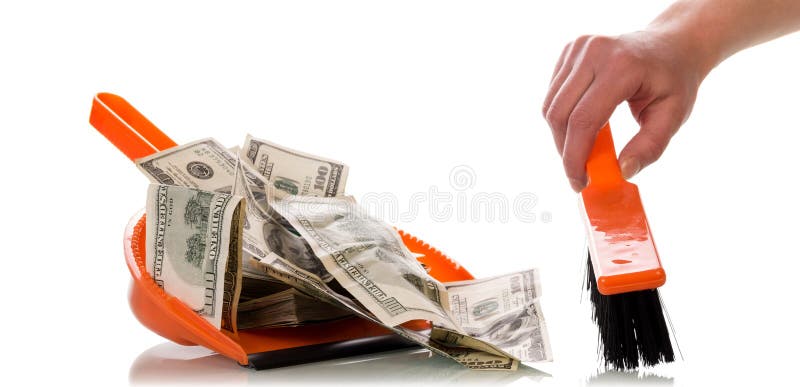 Sweeps money in the scoop stock image. Image of loss - 54605043