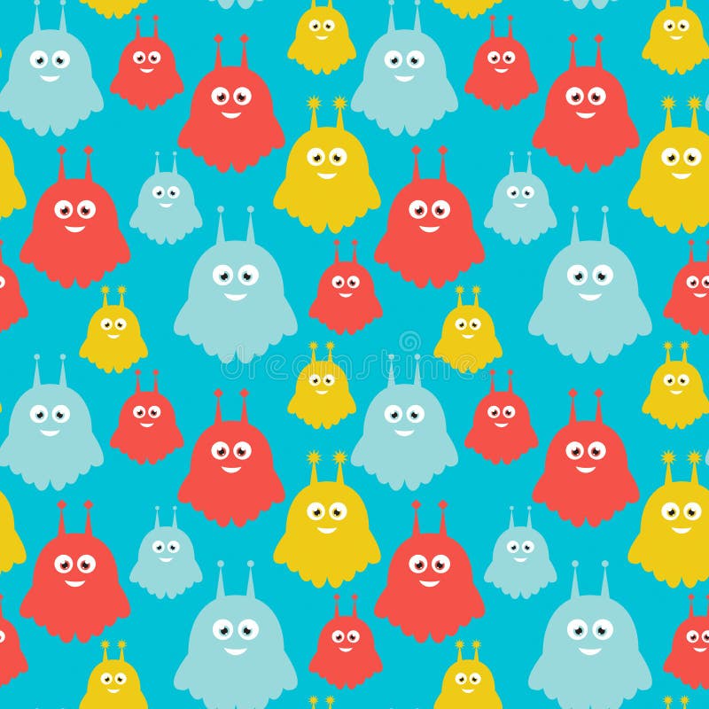 Sweet Aliens Vector Seamless Pattern Stock Vector - Illustration of ...