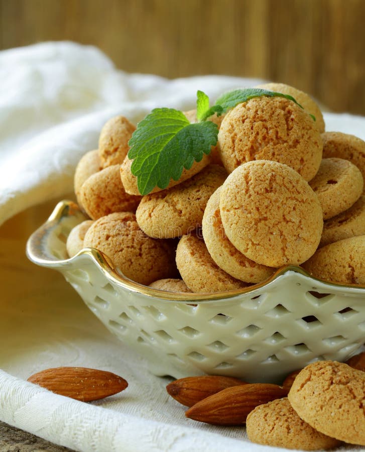 Sweet Almond Cookies Biscuits (amaretti) Stock Image - Image of almond ...