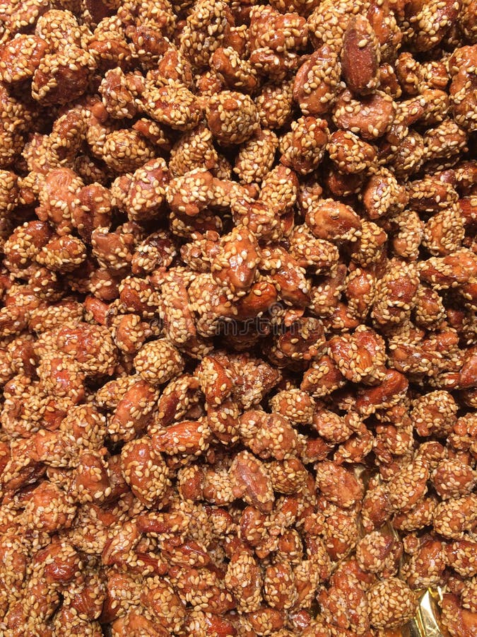 Sweet Almonds with Sesame Seeds Stock Photo - Image of dietary, healthy ...