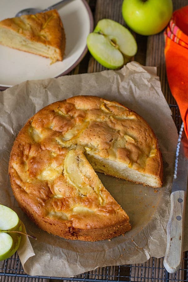 Sweet Apple Cake with Cinnamon in Rustic Style Stock Photo - Image of ...