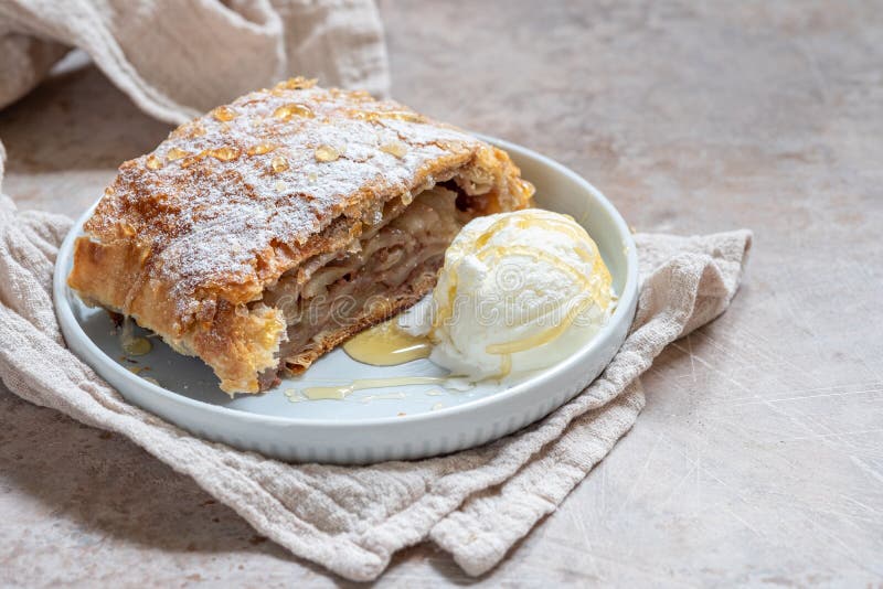 Sweet apple strudel stock photo. Image of dessert, food - 148169866