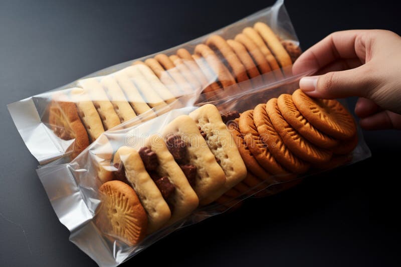 Sweet Arrangement Top View of Cookies in a Plastic Packet Stock ...