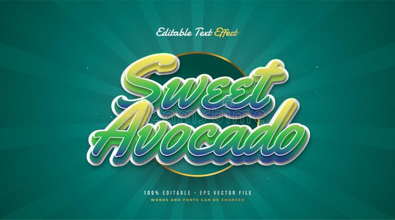 Sweet Avocado Text Style in Green Gradient with Embossed Effect ...