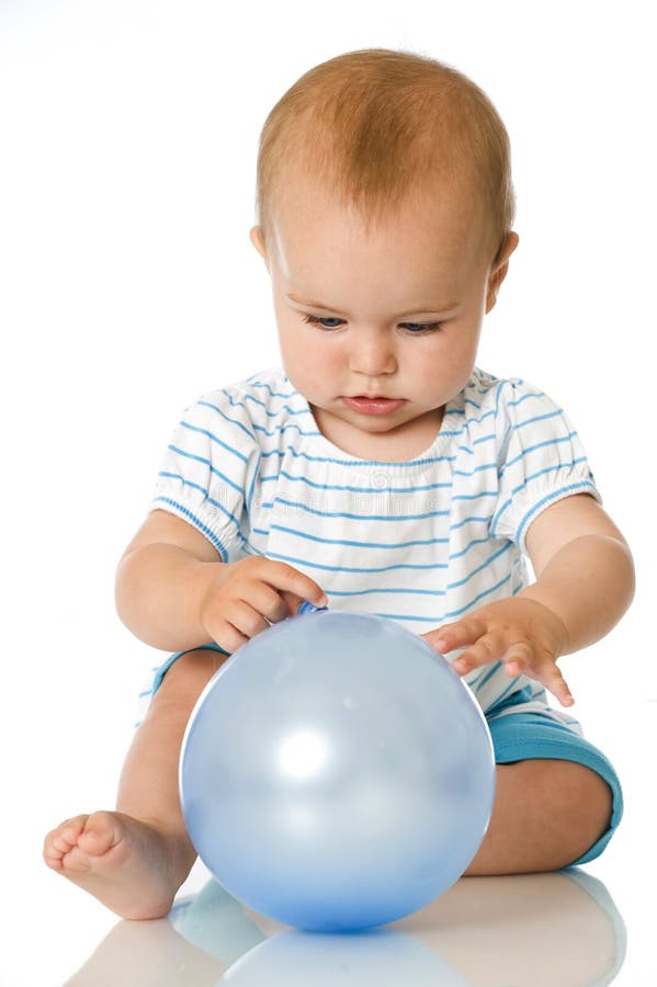 Sweet baby with balloon stock photo. Image of blue, toddler - 25600608