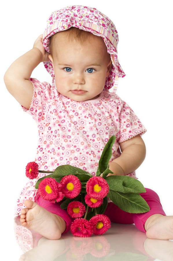 Sweet Baby With Watering Can Stock Photo - Image of baby, girl: 25600448