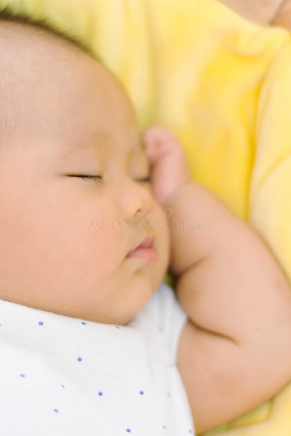 Sweet Baby Sleeping on Bed at Home Stock Image - Image of girl, cute ...