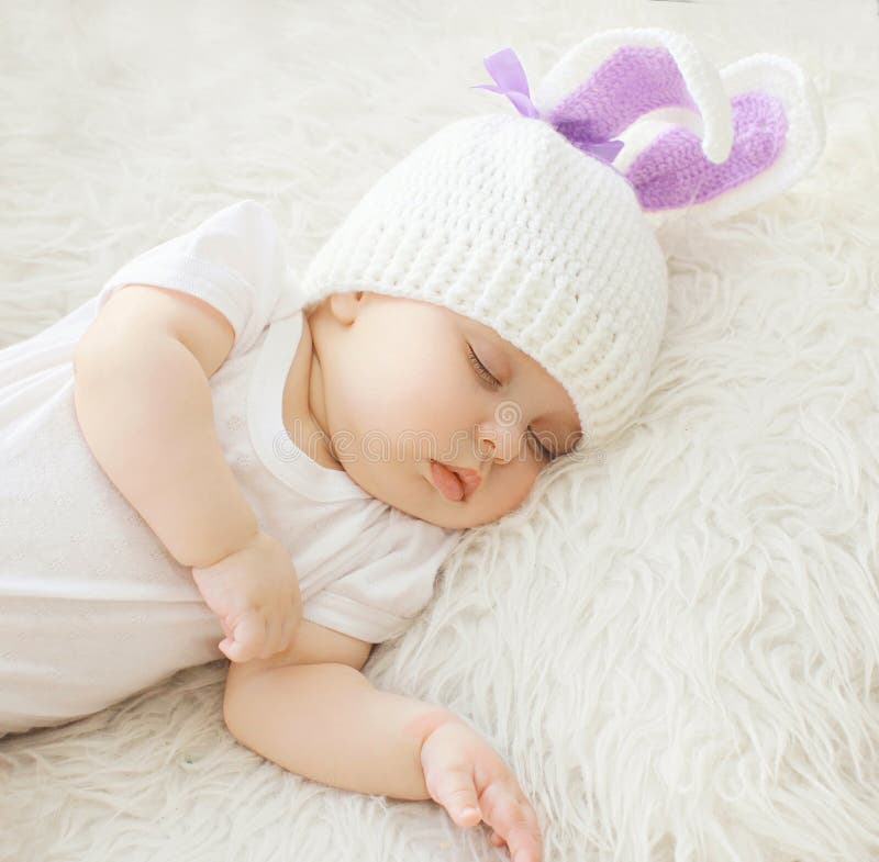 Sweet Baby Sleeping at Home on the Bed Stock Image - Image of home ...