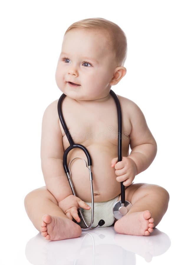 Kid or Child Playing Doctor with Stethoscope Stock Photo - Image of ...