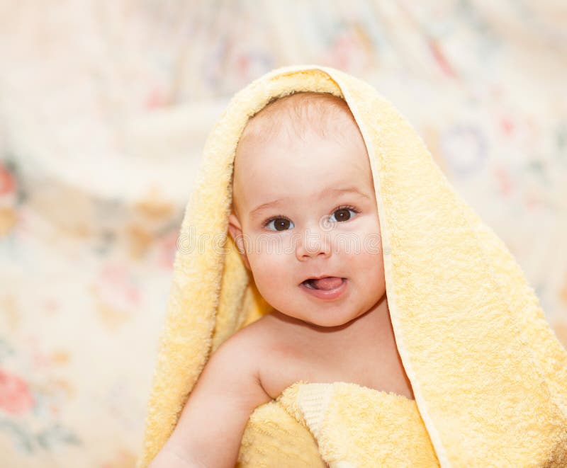 Sweet baby in towel stock image. Image of baby, kids - 28854419