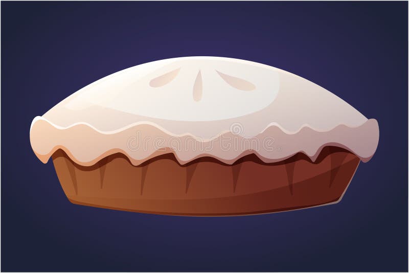 Sweet Baked Sponge Cake or Pie with White Icing. Vector Isolated ...