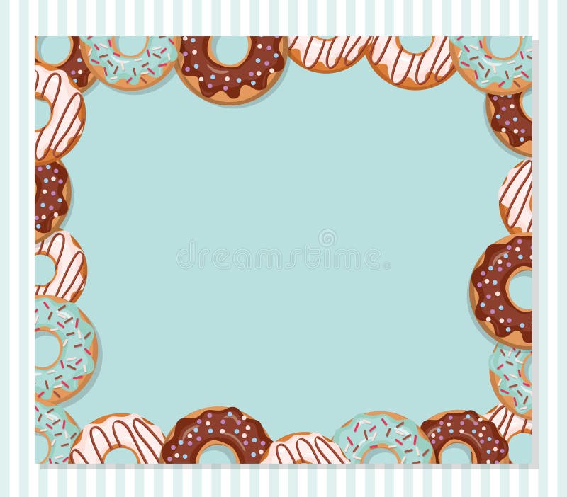 Sweet Bakery Design Template. Cartoon Donut Borders Stock Vector ...