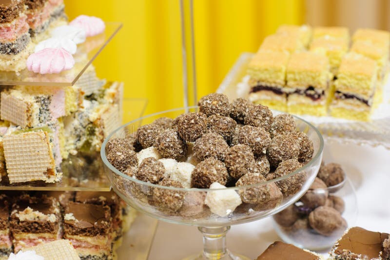 Sweet banquet table stock photo. Image of plate, dishware - 157072696