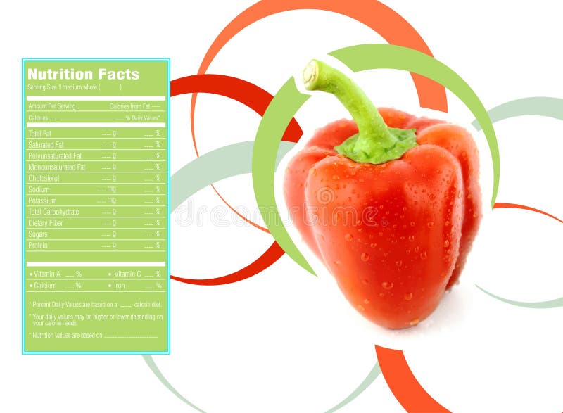 Sweet Bell Pepper Nutrition Facts Stock Vector - Illustration of ...