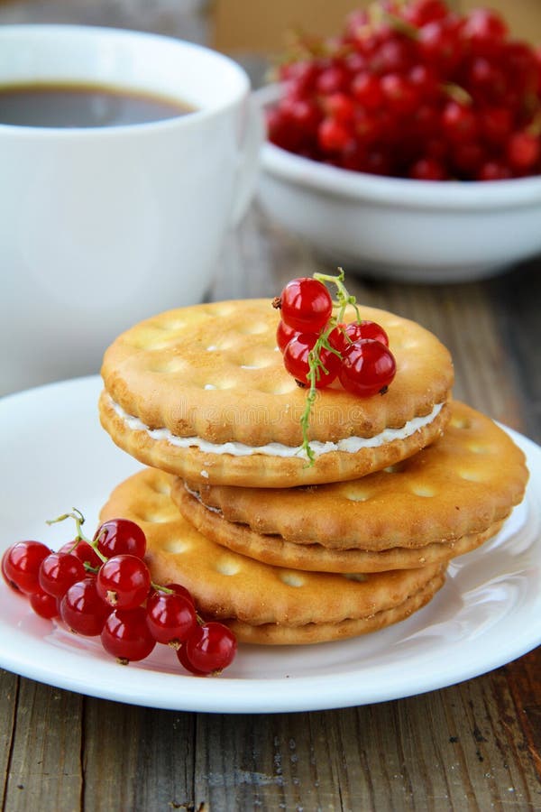 Sweet Biscuits with Fresh Currant Stock Image - Image of cookie, white ...