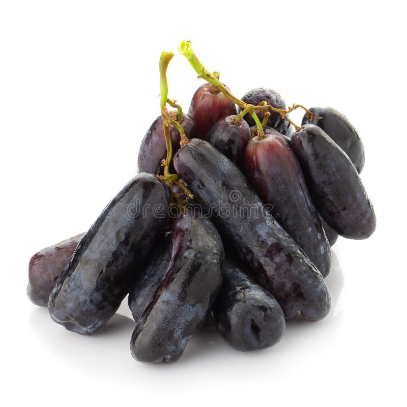 Sweet Black Sapphire Grapes on a White Background Stock Photo - Image ...