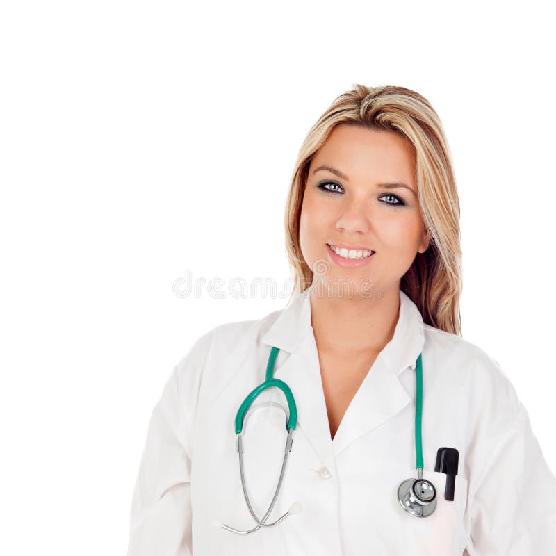 Blond Doctor Wearing Gloves Stock Image - Image of calm, doctor: 12112315