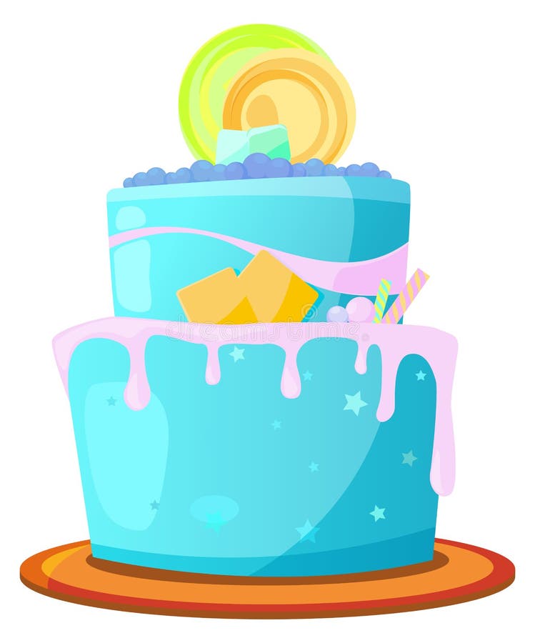 Sweet Blue Cake. Creative Sparkling Candy Dessert Stock Vector ...