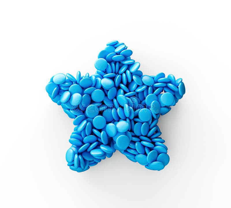 Sweet Blue Color Candy in Shape of Star 3d Illustration Stock ...