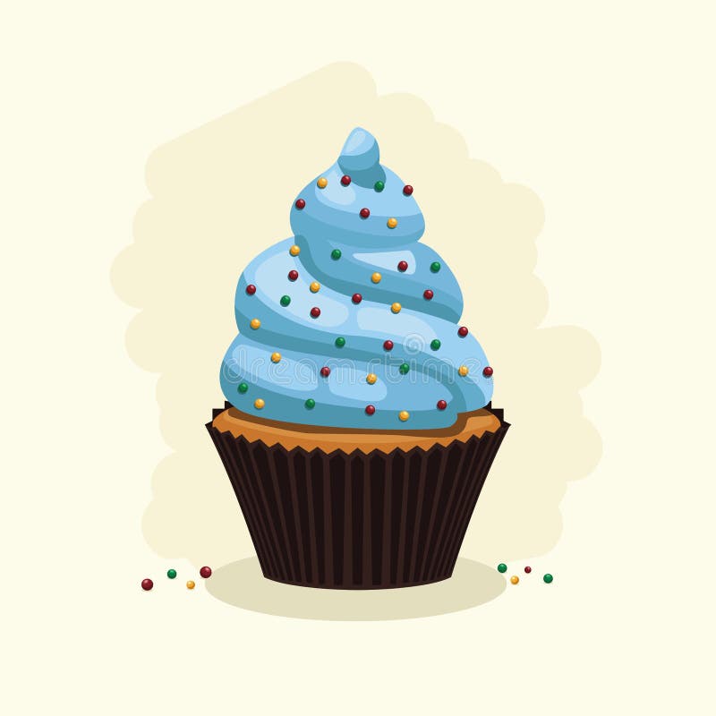 Sweet blue cupcake stock vector. Illustration of decorated - 265522385
