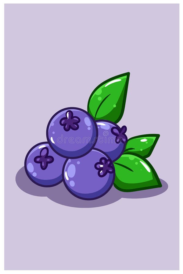 Sweet Blueberries with Purple Color Cartoon Vector Illustration Stock ...