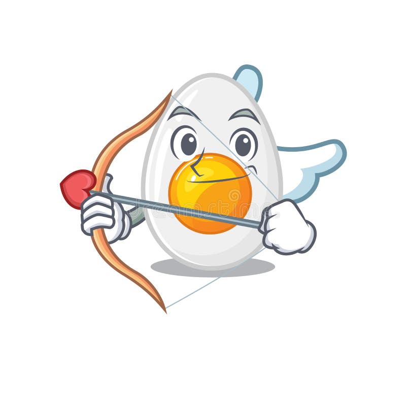 Sweet Boiled Egg Cupid Cartoon Design with Arrow and Wings Stock Vector ...
