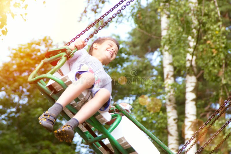 Sweet Boy, Riding in a Train on a Merry-go-round, Carousel Attraction ...