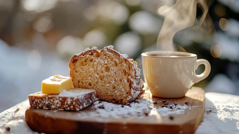 Sweet Bread Pastry Coffee Winter Morning Breakfast Stock Illustration ...