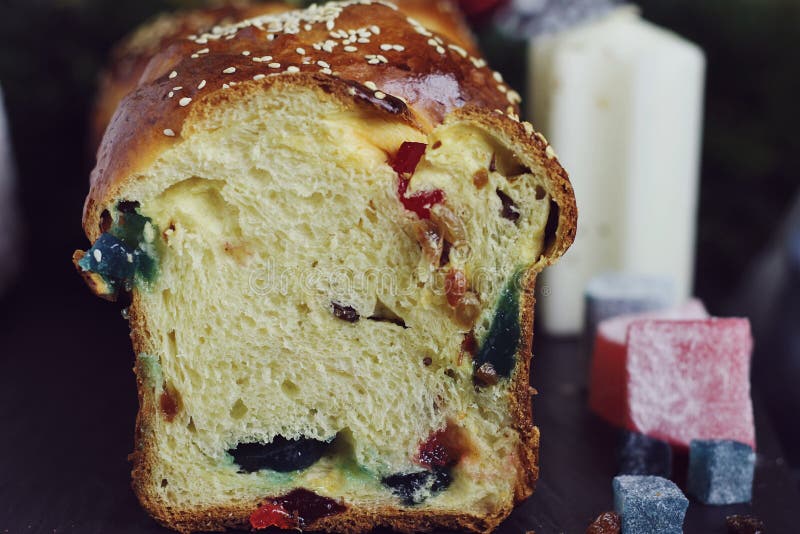 Sweet Bread with Turkish Delight Stock Image - Image of traditional ...