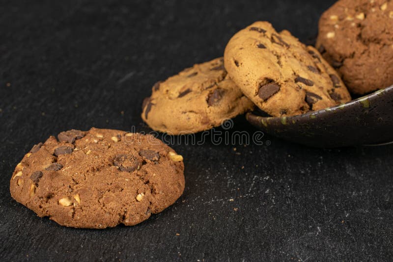 Sweet Brown Cookie on Grey Stone Stock Photo - Image of four, dainty ...