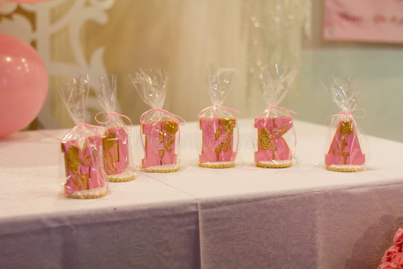Sweet Buffet on a Pink Table Stock Photo - Image of restaurant, bersday ...