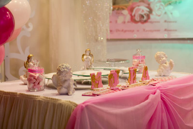 Sweet Buffet on a Pink Table Stock Photo - Image of buffet, happy: 84381340
