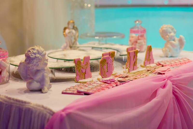 Sweet Buffet on a Pink Table Stock Image - Image of chef, bakery: 84386241