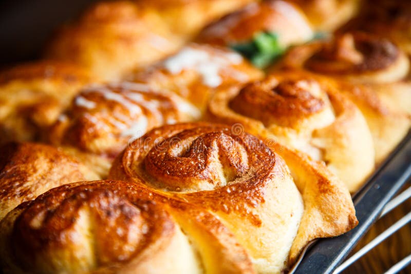 Sweet Buns with Jam and Cream Stock Photo - Image of fresh, homemade ...