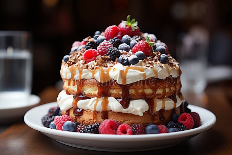 Sweet Cake on Blurred Background Stock Illustration - Illustration of ...