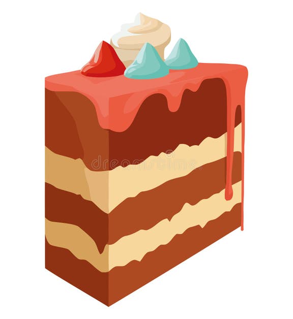 Sweet Cake with Chocolate Icing Stock Vector - Illustration of ...