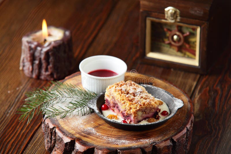 Sweet cake on the dish stock image. Image of cream, sugar - 30860913