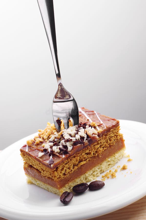 Sweet cake and fork stock photo. Image of delicious, cutout - 36875078