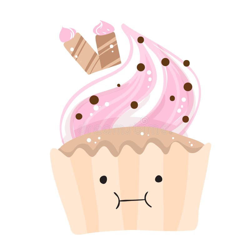 Sweet Cake with Funny Face. Stock Illustration - Illustration of ...