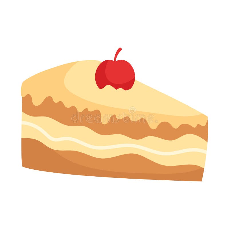 Cake Piece Doodle. Vector Colorful Hand Drawn Food. Kid Birthday Treat ...