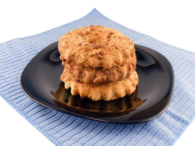 Sweet Cake Set on Black Plate Stock Image - Image of delicious, brown ...