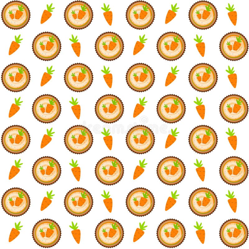Sweet Cakes with Carrot Seamless Pattern Background Vector Illus Stock ...