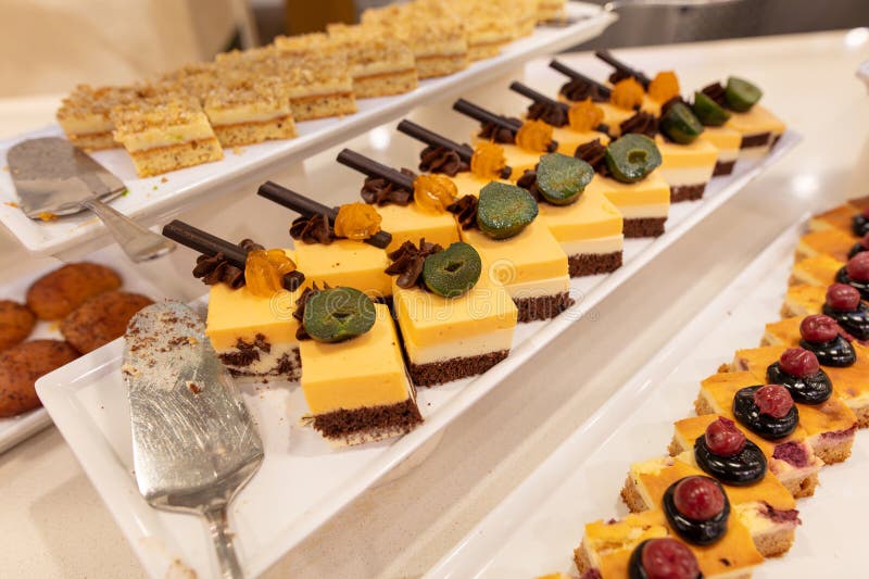 Sweet Cakes on Display in a Restaurant Stock Image - Image of ...