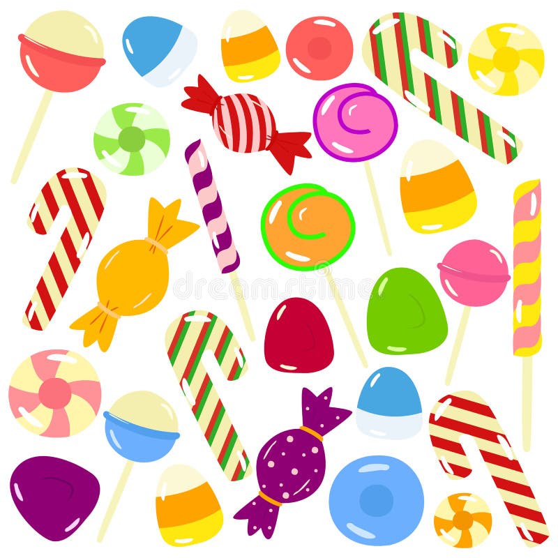 Sweet Candies Vector Set stock vector. Illustration of cartoon - 95175726