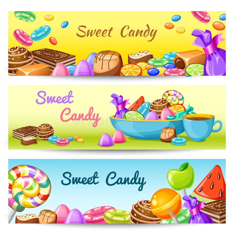 Sweet Candy Banner Set stock vector. Illustration of colorful - 213500823