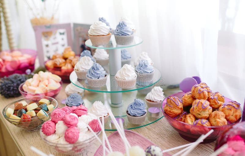 Sweet Candy Bar. Multicolored Candies, Cakes and Sweets. Stock Image ...
